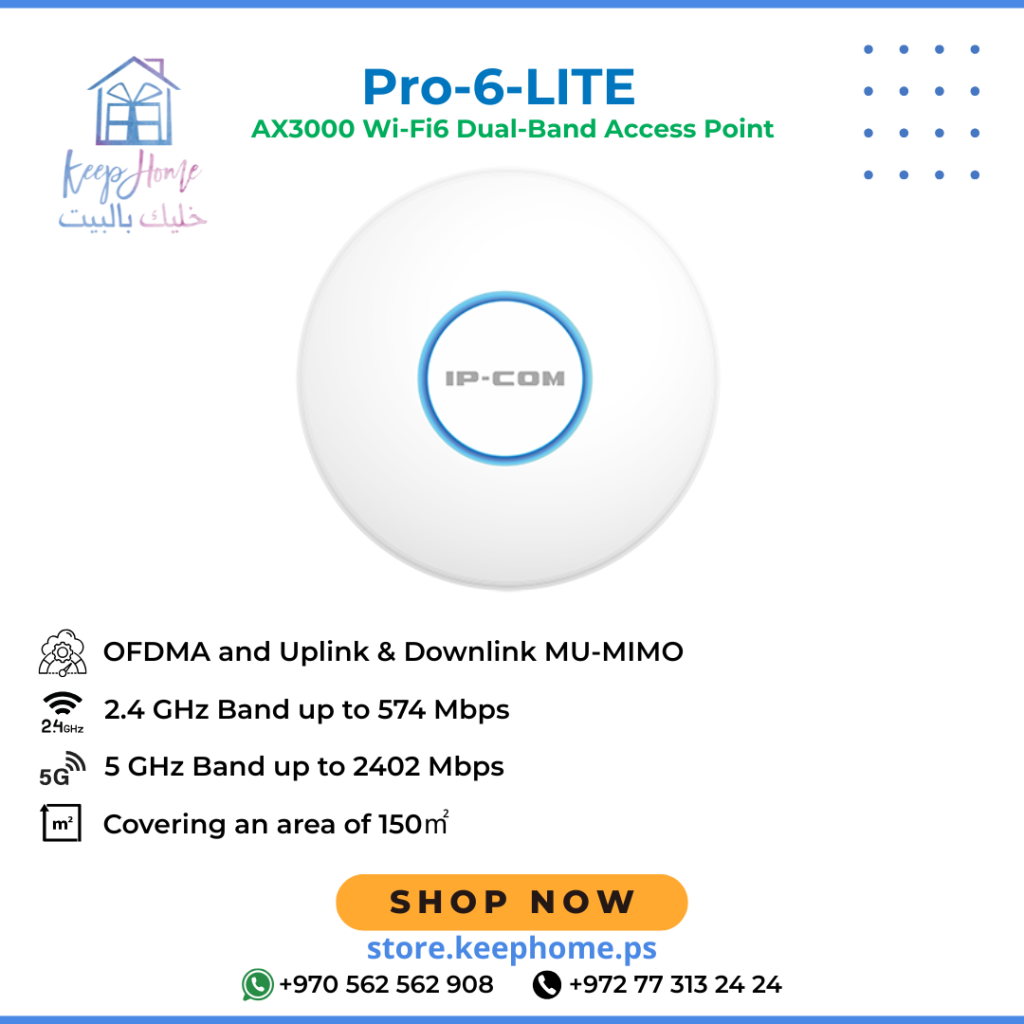 IP-COM Pro-6-Lite AX3000 WiFi-6 Dual-Band Ceiling/Wall Access Point ...